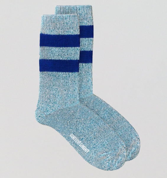 Merino & Alpaca stripe sock [Jade / Blue] – The Pantry Underwear