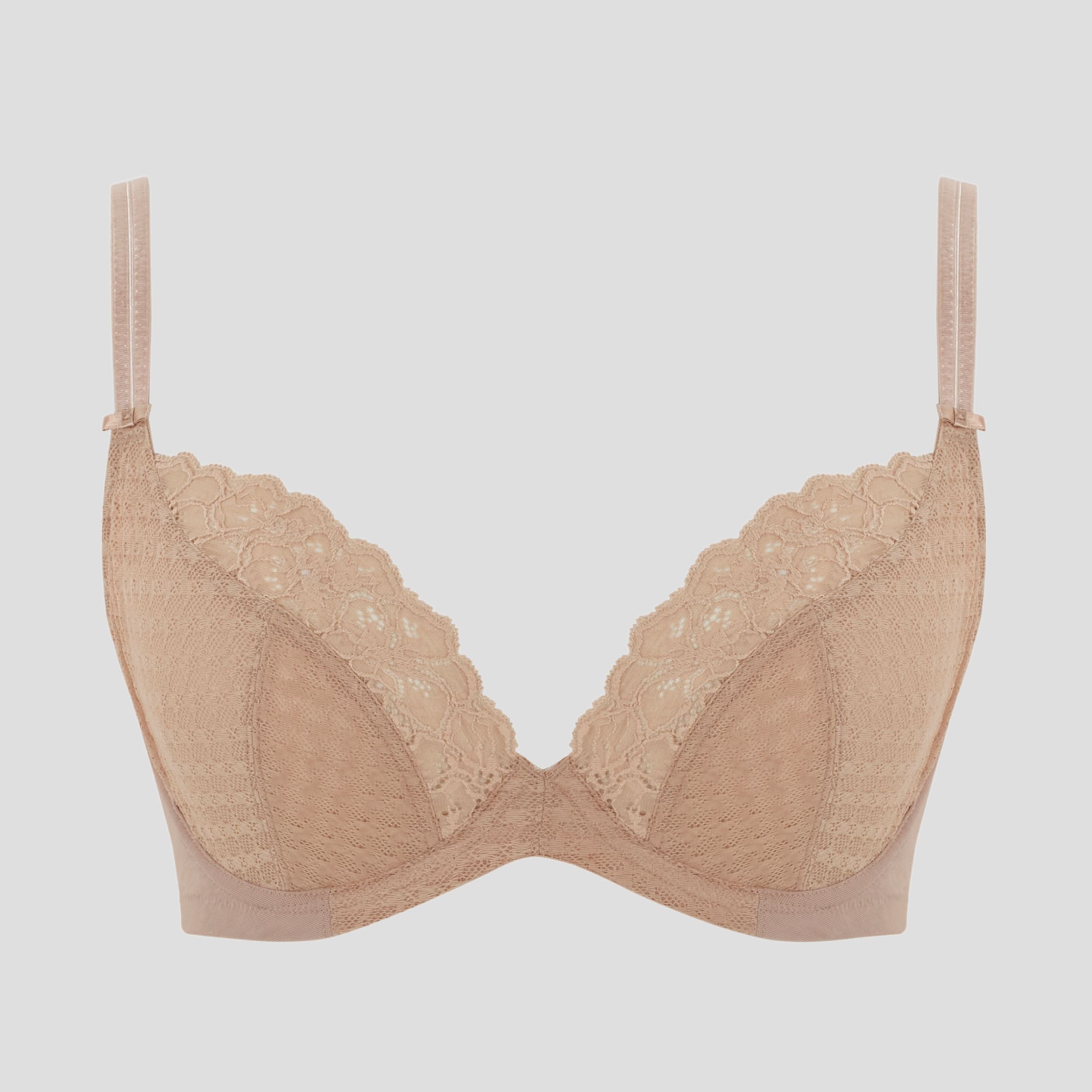 D+ houndstooth & floral lace plunge bra [Honey] – The Pantry Underwear