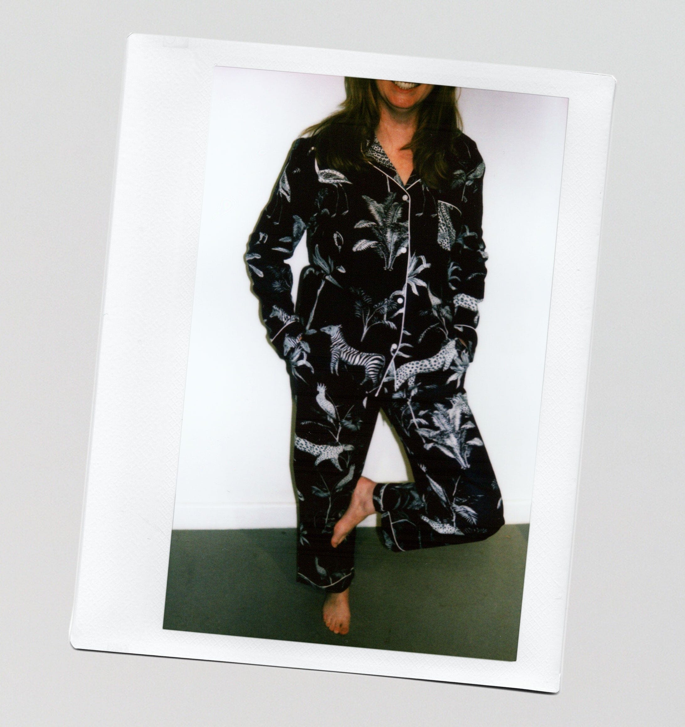 Organic cotton long pyjama set [Navy Jungle] – The Pantry Underwear