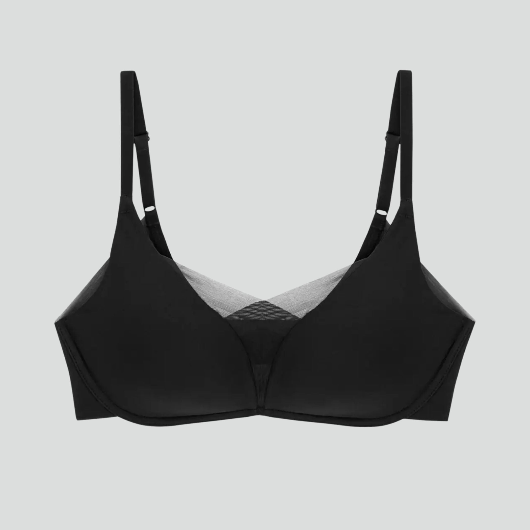 Seamless mesh overlay non-wired bra [Black] – The Pantry Underwear
