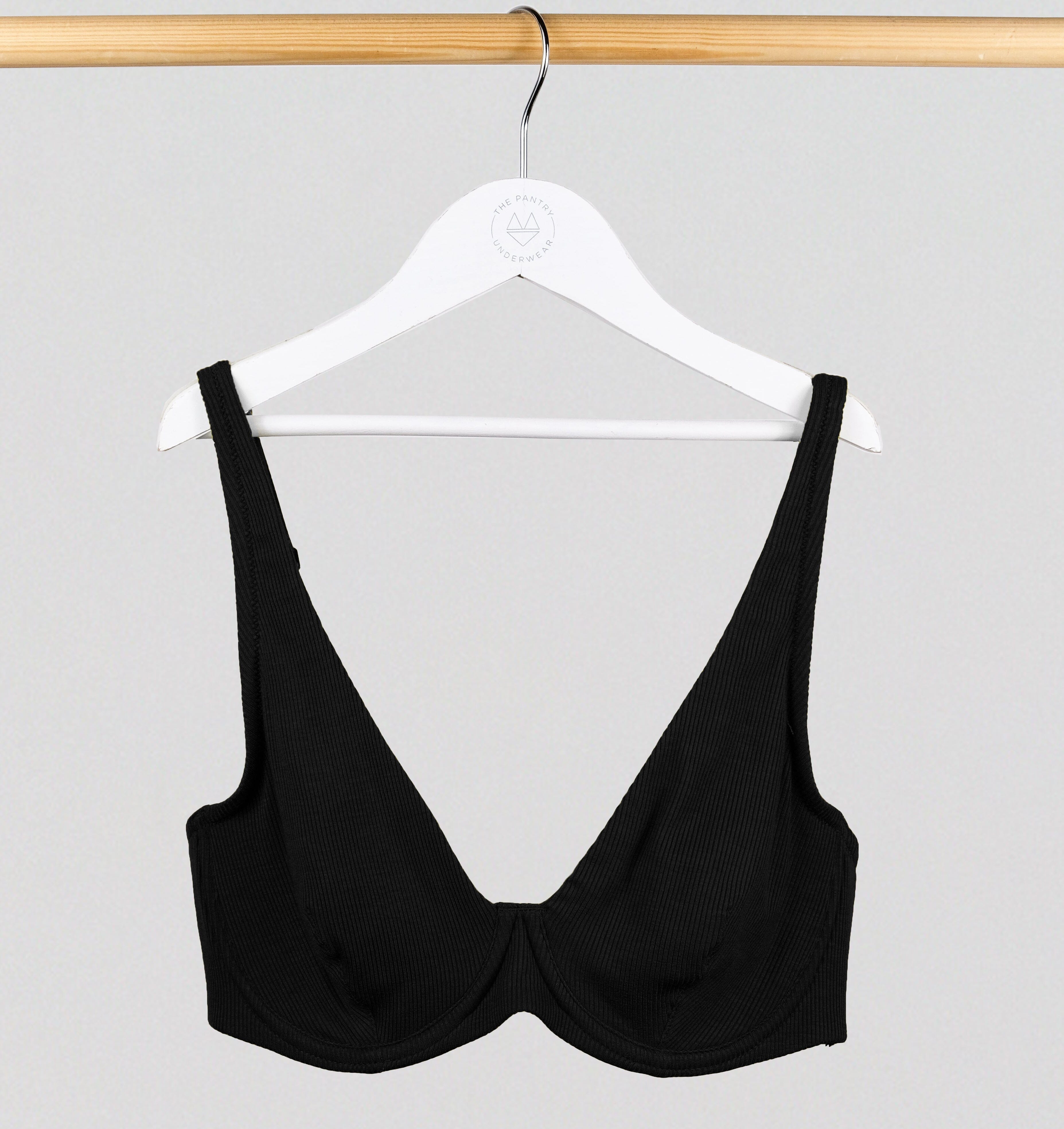 Ribbed modal & cotton high apex plunge [Black] – The Pantry Underwear