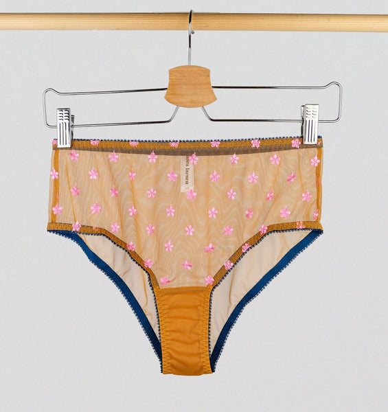 Pink daisy mesh high waist brief – The Pantry Underwear