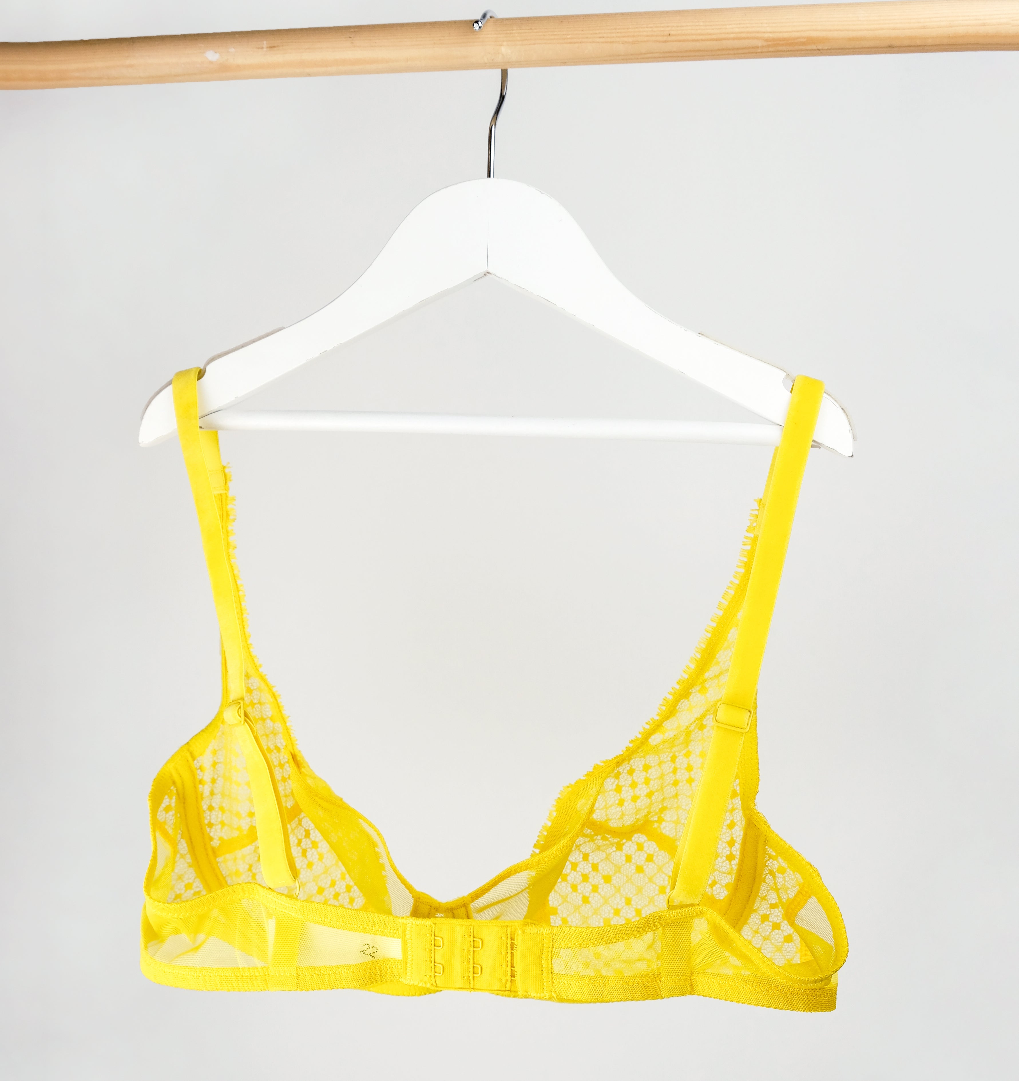 Fringed lace & mesh demi plunge bra [Sunflower] – The Pantry Underwear